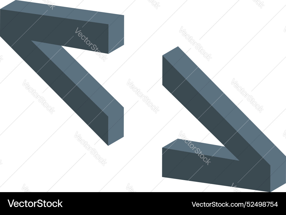 3d isometric less than and greater signs Vector Image