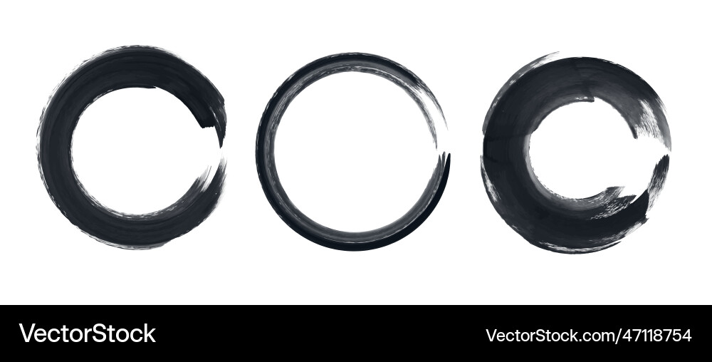 Black ink grunge circle hand painted round ring Vector Image