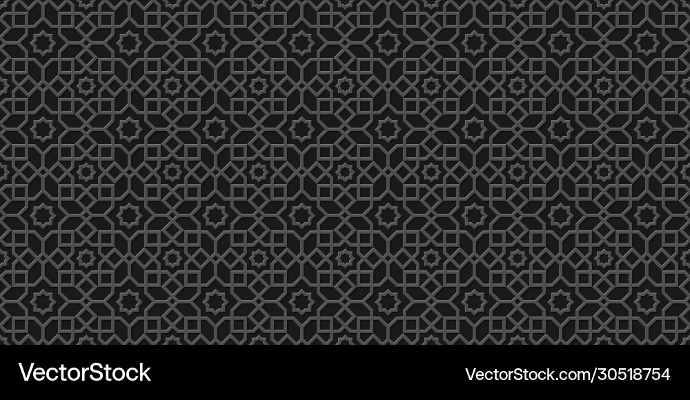 Black islamic background arabic pattern carved Vector Image