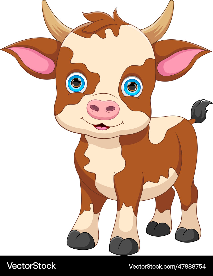 Cartoon baby cow Royalty Free Vector Image - VectorStock