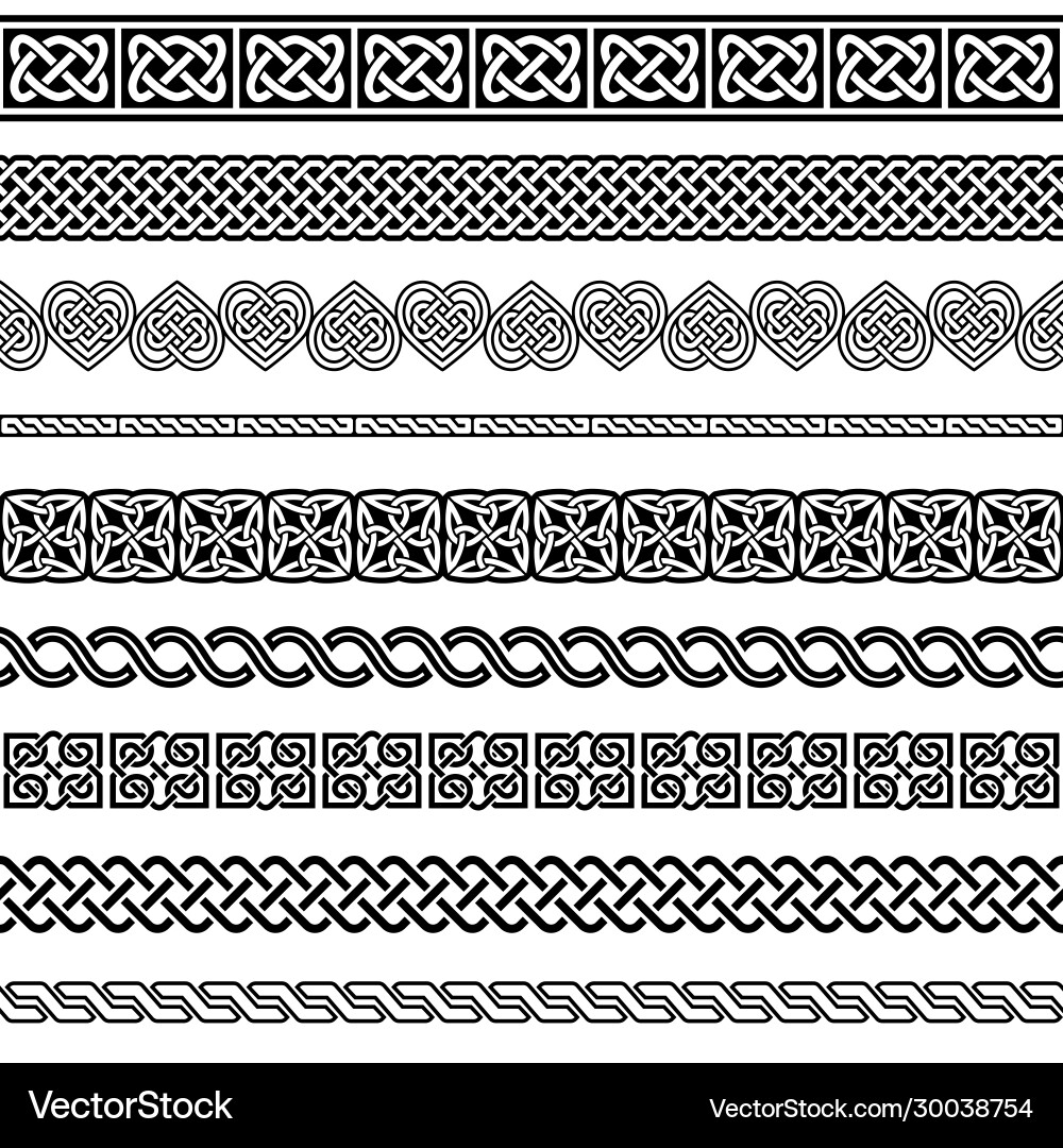 Irish celtic seamless pattern set Royalty Free Vector Image