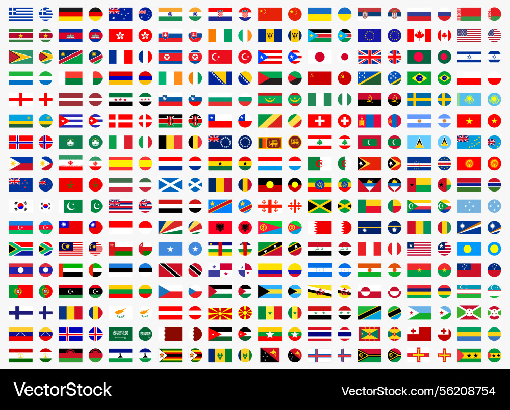 National flags set Royalty Free Vector Image - VectorStock
