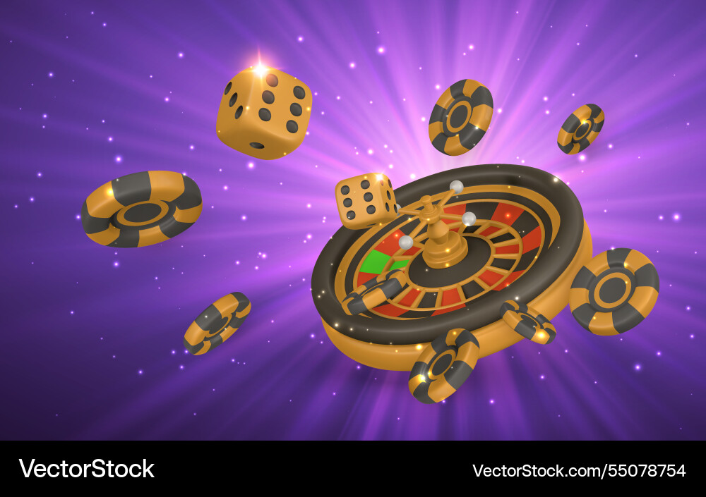 Realistic 3d casino game concept roulette wheel Vector Image