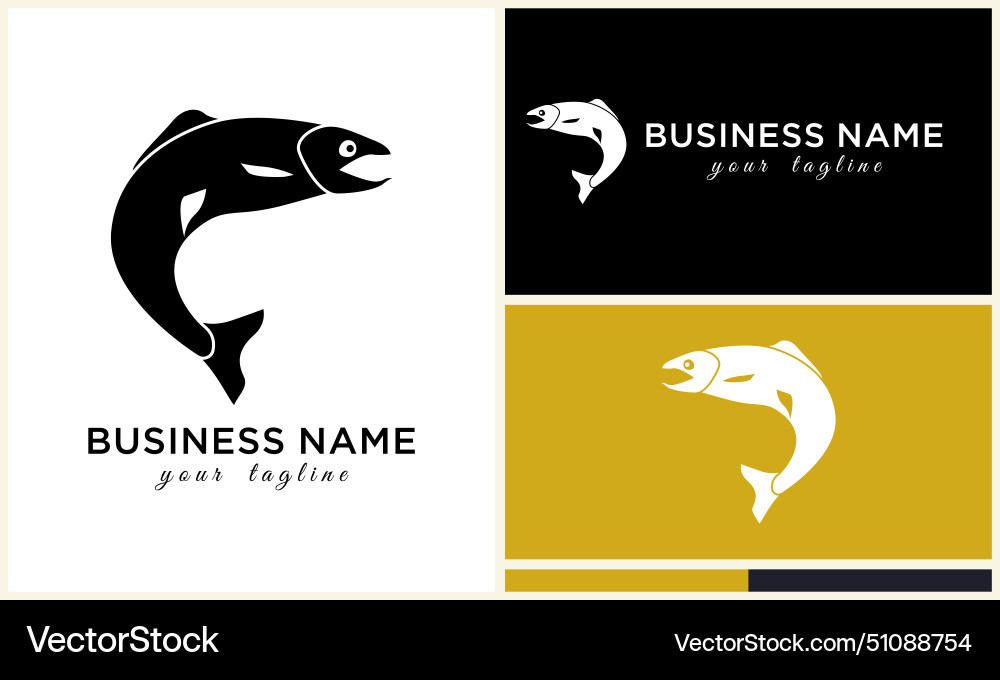 Silhouette fish logo template Royalty Free Vector Image