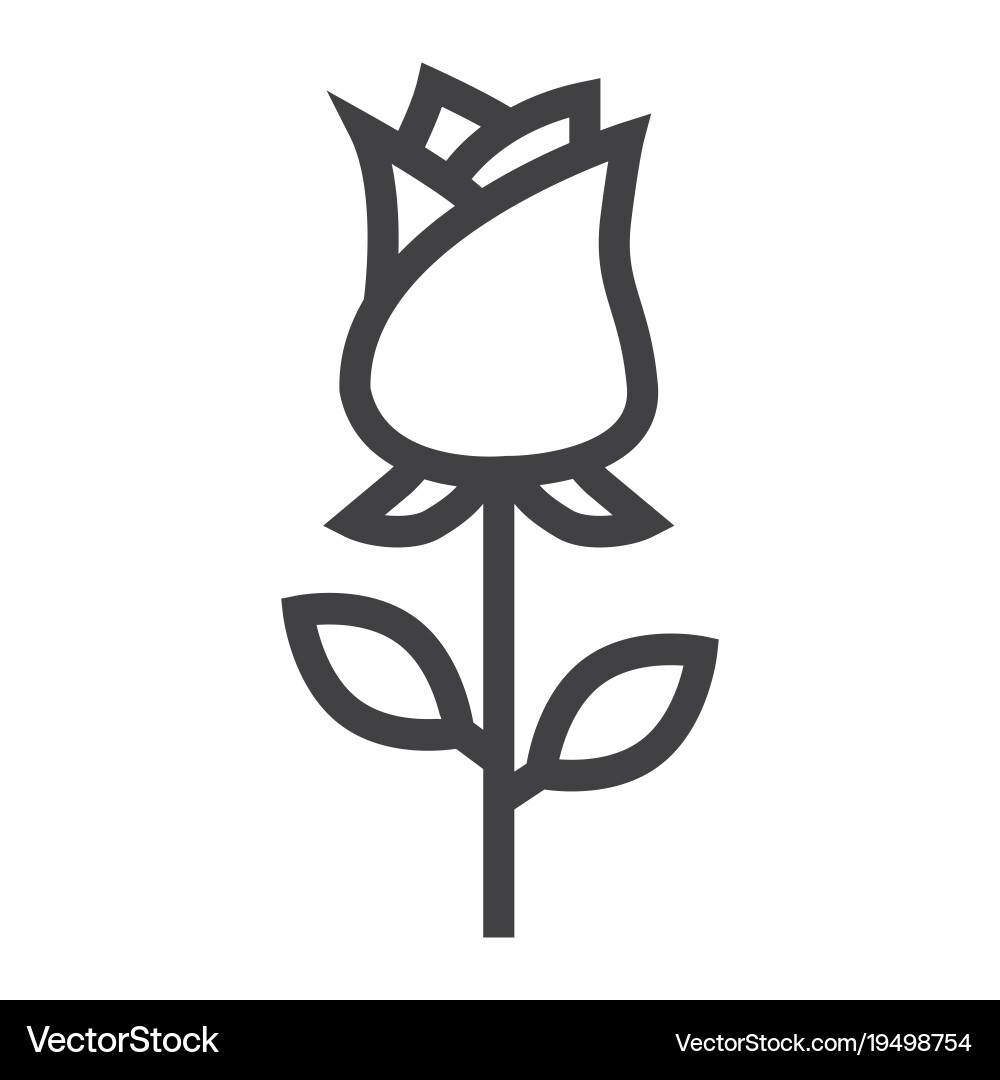 Single Rose Line Icon Royalty Free Vector Image