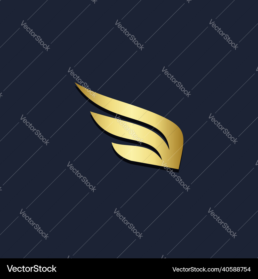 Wing fly gold logo Royalty Free Vector Image - VectorStock