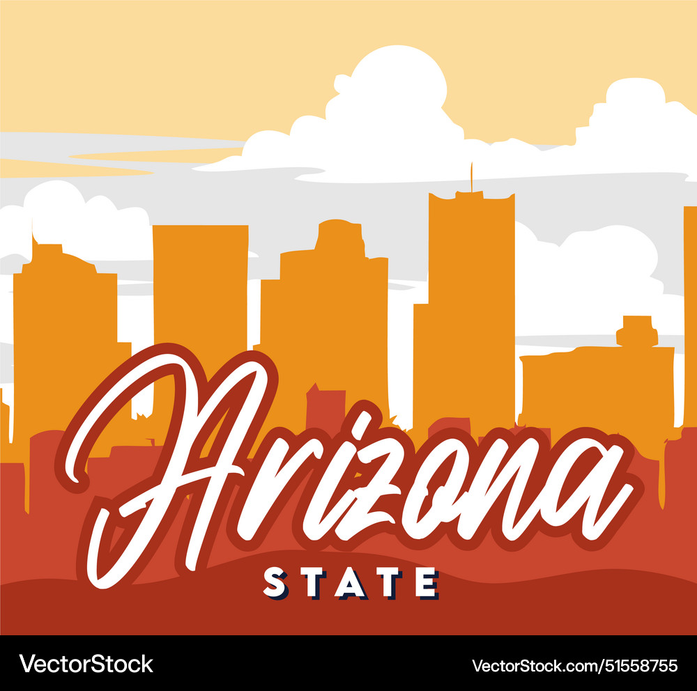 Arizona state with beautiful sky Royalty Free Vector Image