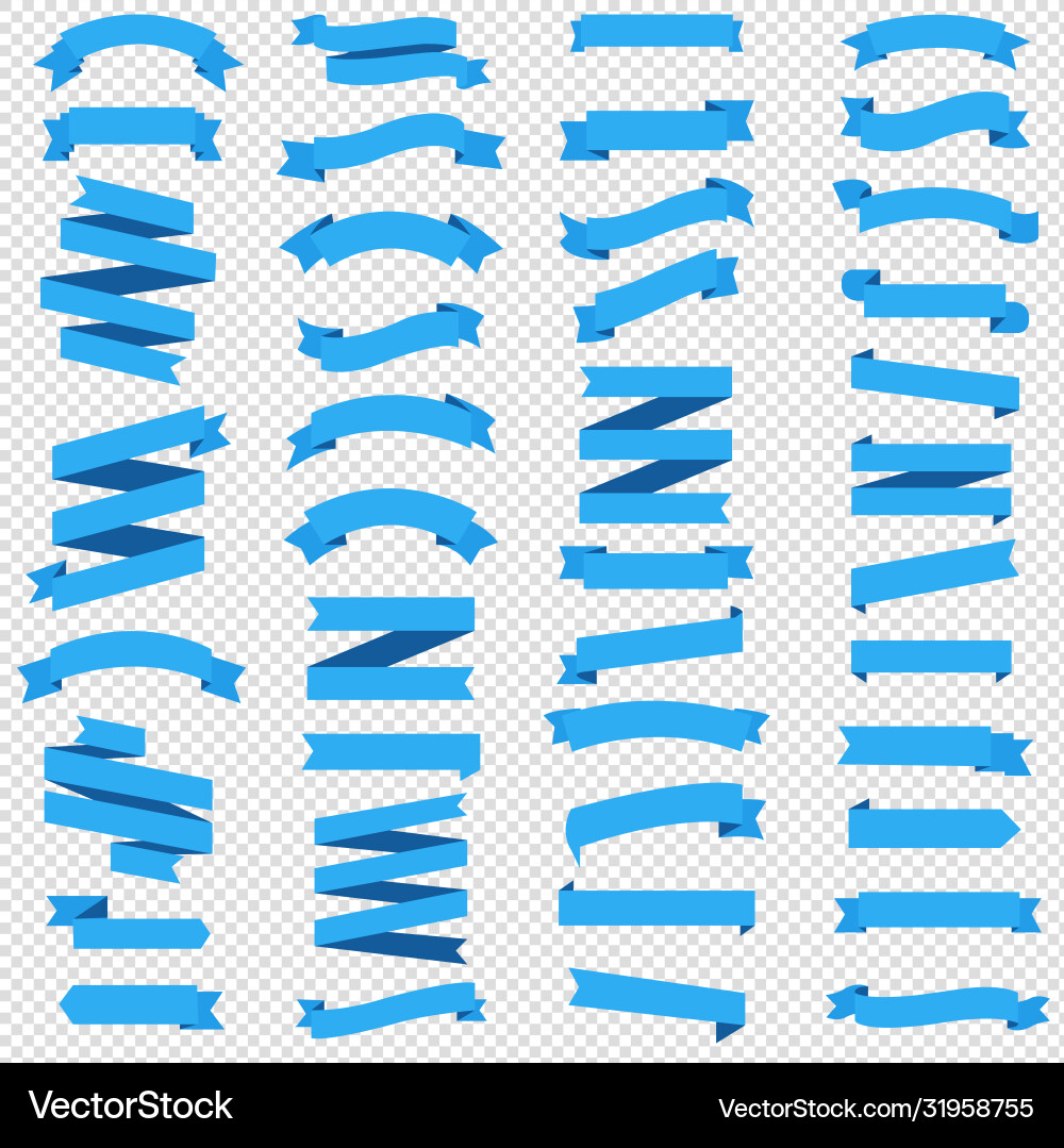 Blue ribbon set isolated transparent background Vector Image