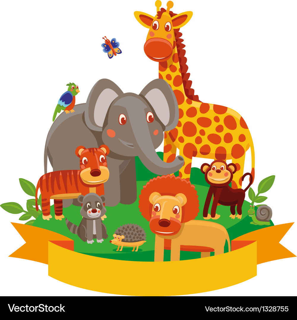 Cute Cartoon Animal Collection Royalty Free Vector Image