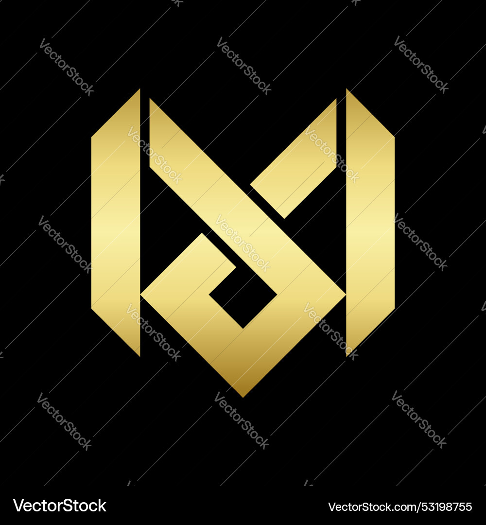 M initial in gold logo design Royalty Free Vector Image