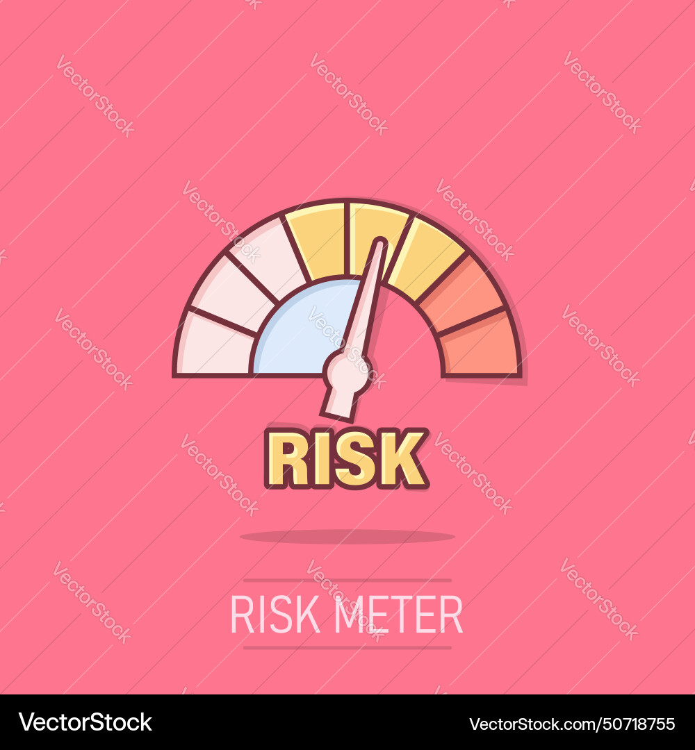 Risk meter icon in comic style rating indicator Vector Image