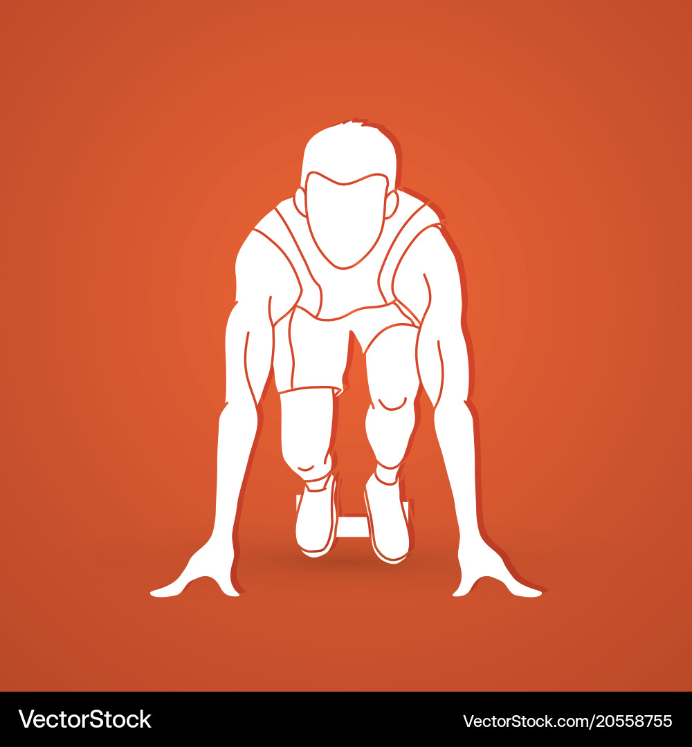 Running action marathon runner start Royalty Free Vector
