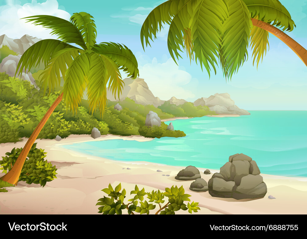 Tropical Beach Seascape Royalty Free Vector Image