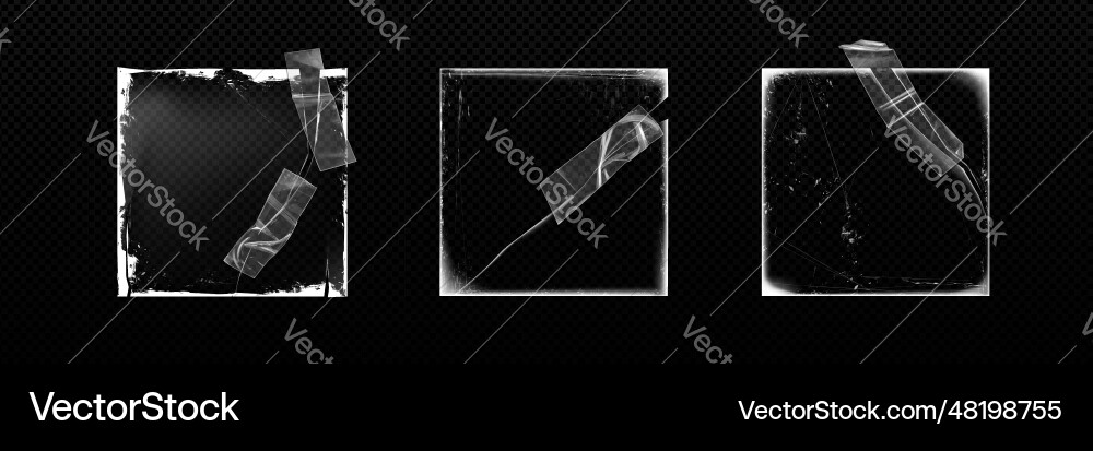 Vintage square paper torn overlay with tape edge Vector Image