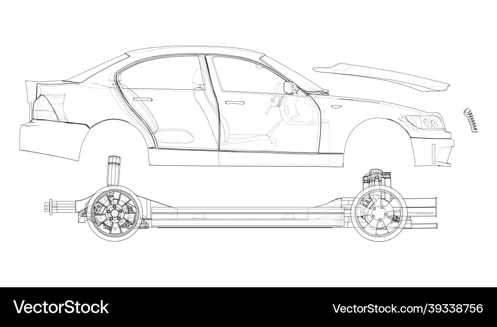 Assembling electric car Royalty Free Vector Image