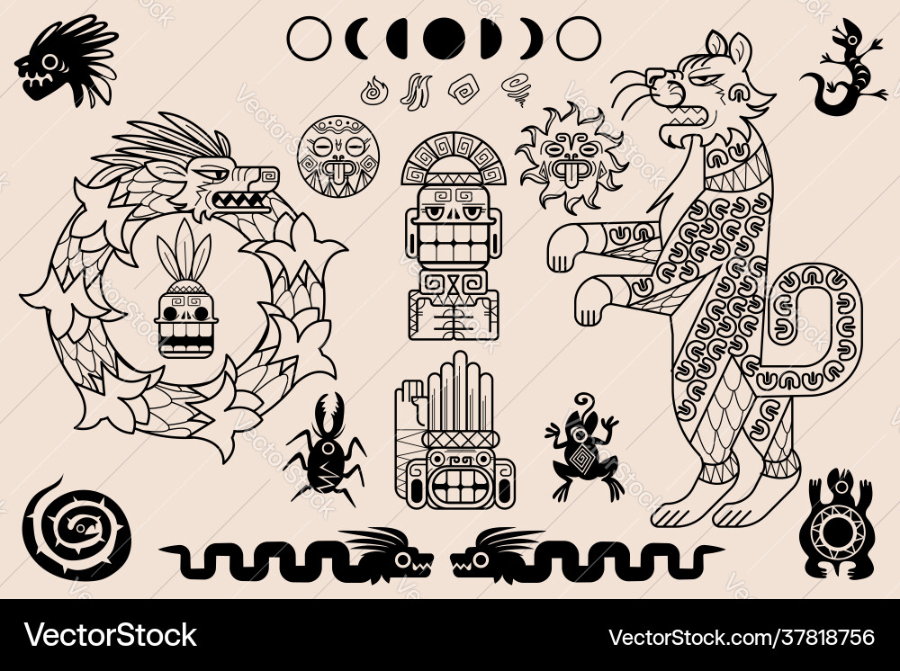 Aztec and mayan ornaments ancient mexican pattern Vector Image