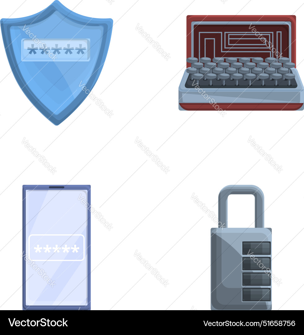 Cipher concept icons set cartoon various Vector Image
