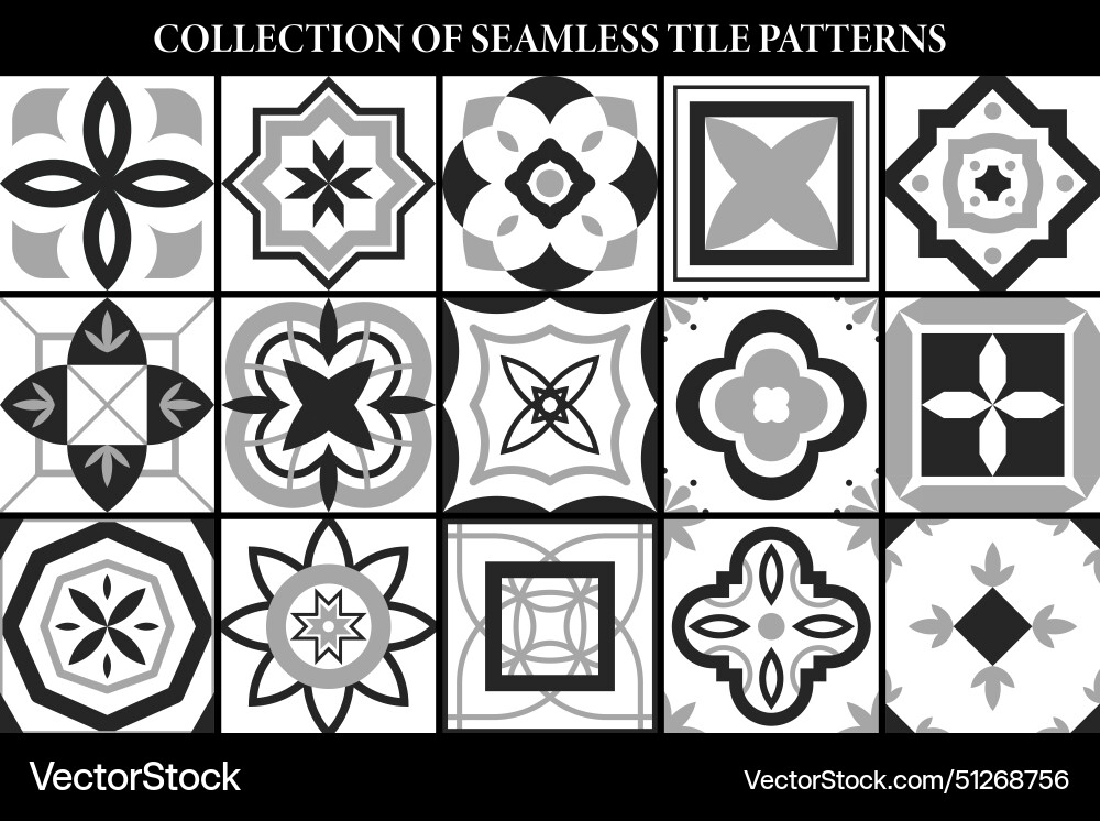 Collection of seamless geometric mosaic patterns Vector Image