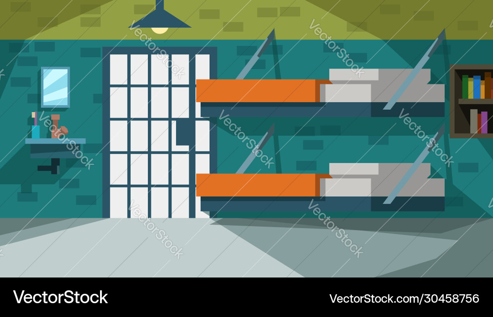 Colorful prison cell cartoon style Royalty Free Vector Image