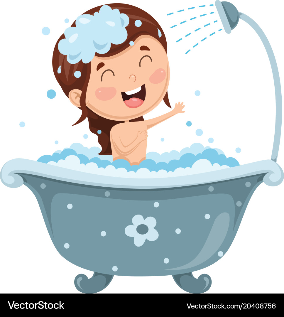 Kid bathing Royalty Free Vector Image - VectorStock