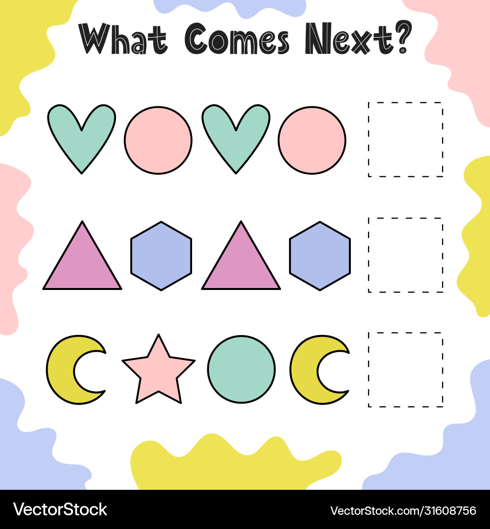 Shape Pattern Completion - Kids Activity Vector Image