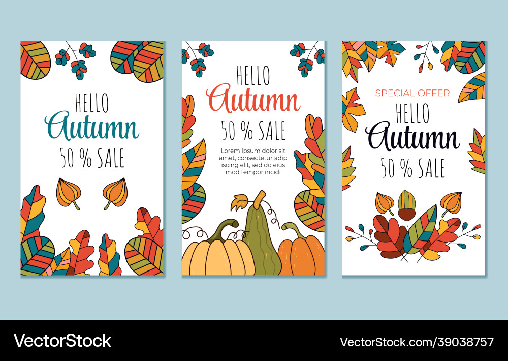 Abstract hello autumn boho flyers banners Vector Image