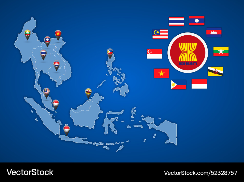 Asean map Royalty Free Vector Image - VectorStock