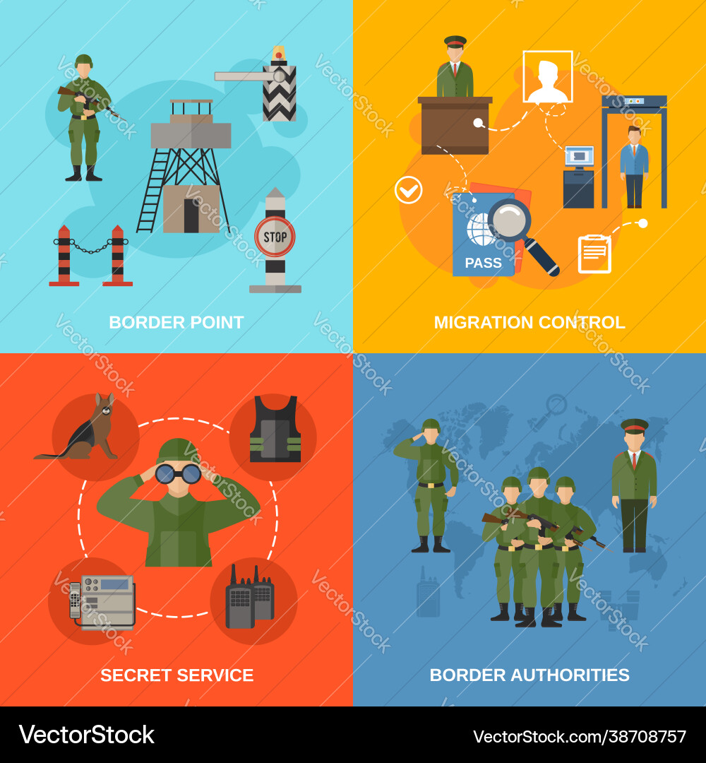 Border guard flat Royalty Free Vector Image - VectorStock