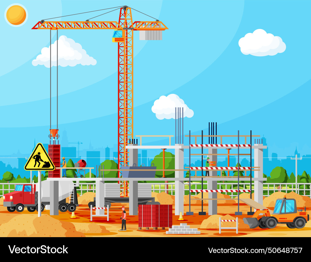 Construction site banner Royalty Free Vector Image