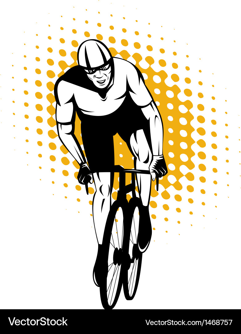 Cyclist riding bicycle front view Royalty Free Vector Image