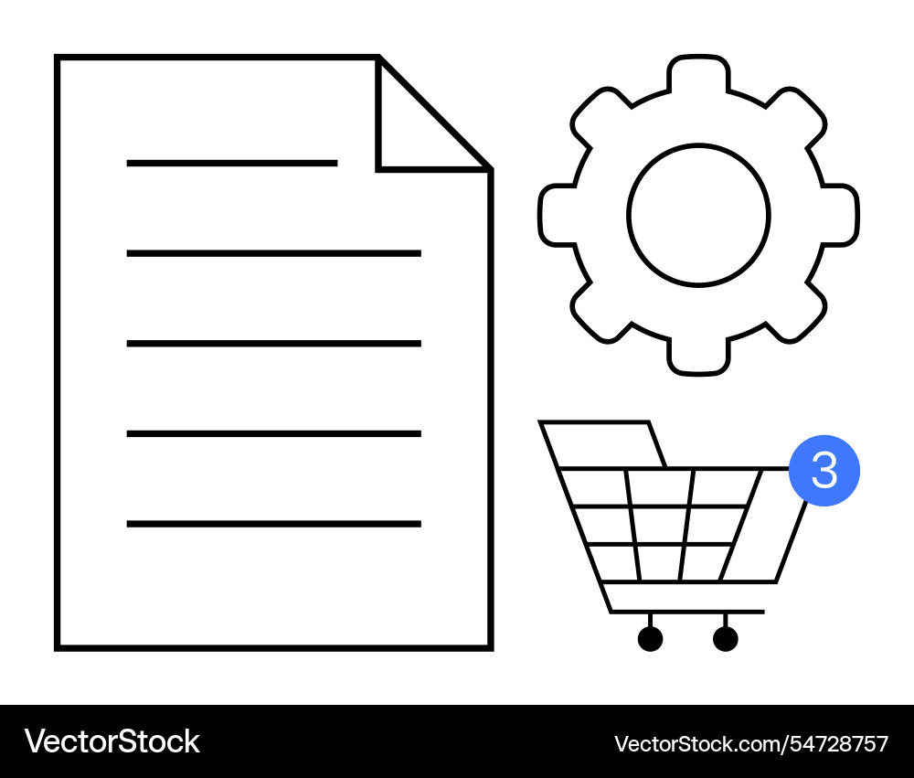 Document gear and shopping cart Royalty Free Vector Image