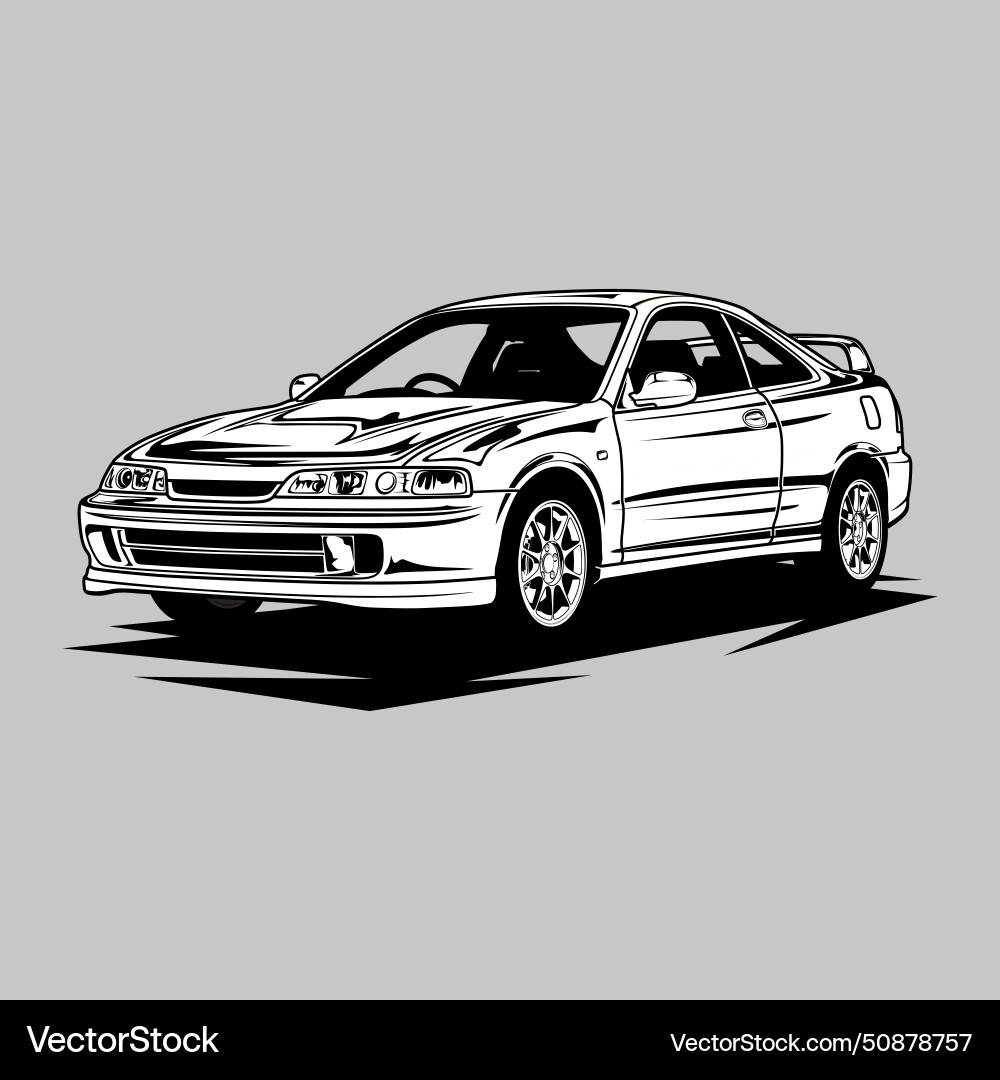 Integra dc2 black and white Royalty Free Vector Image
