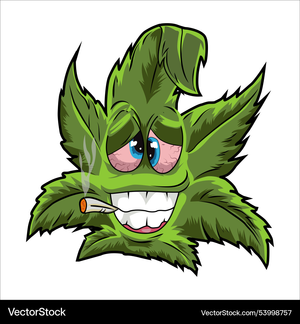 Marijuana Leaf Character Cartoon Royalty Free Vector Image