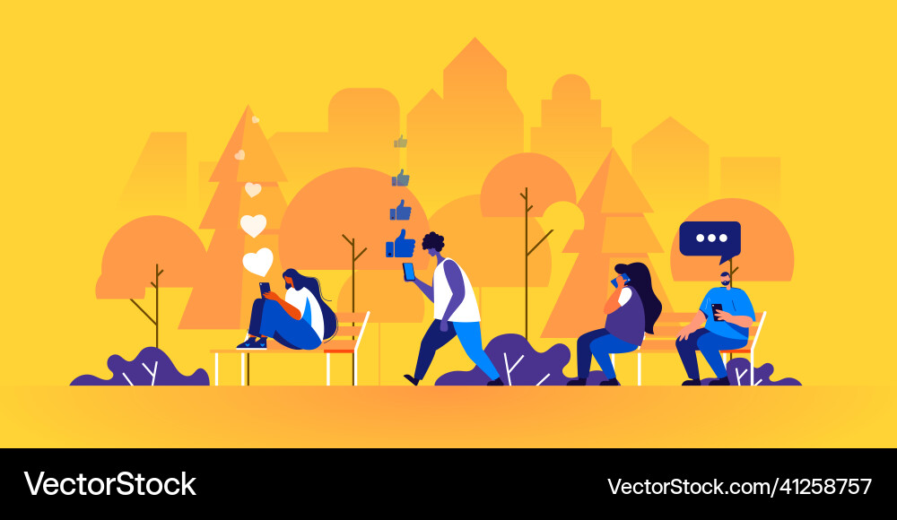 People spending time on social networks using Vector Image