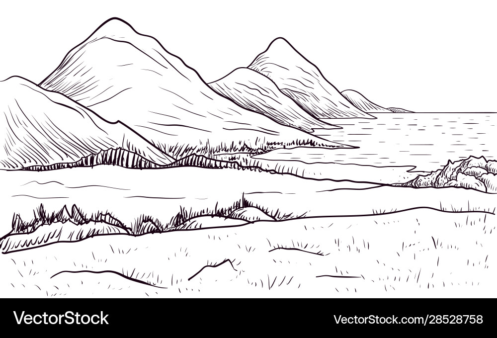 Abstract monochrome sketch landscape Royalty Free Vector
