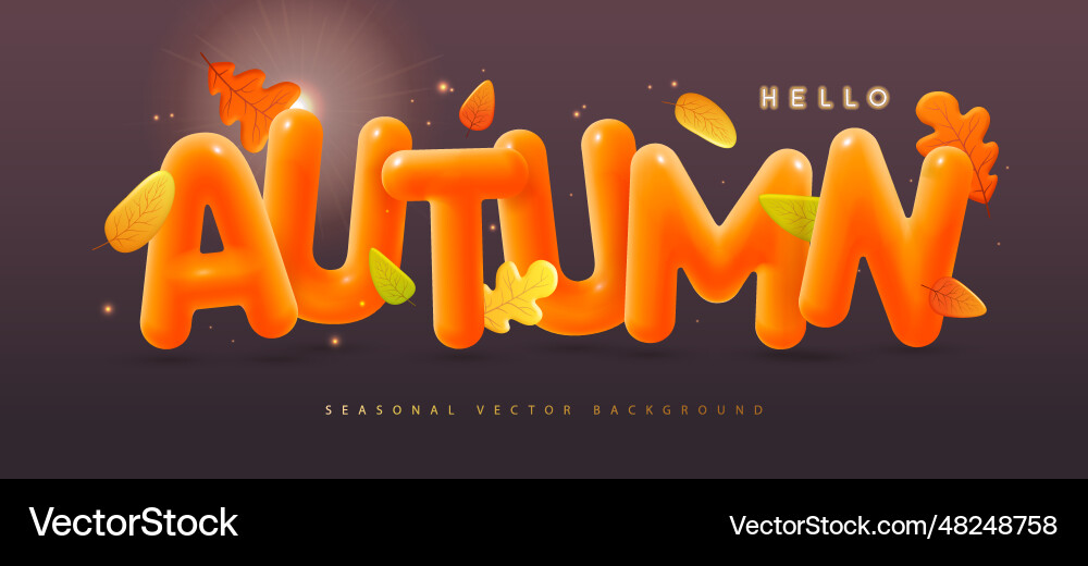 Autumn typography background with 3d letters Vector Image