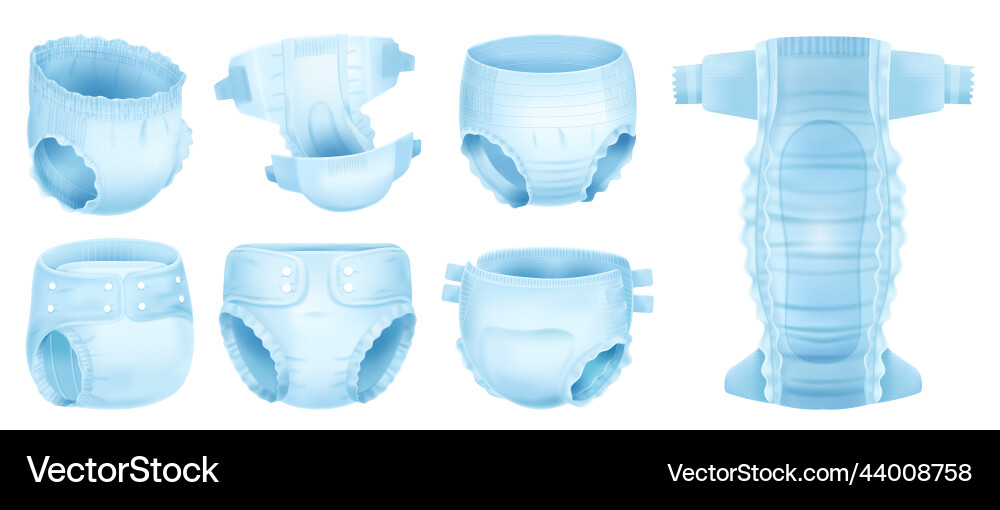 Baby diapers realistic set Royalty Free Vector Image
