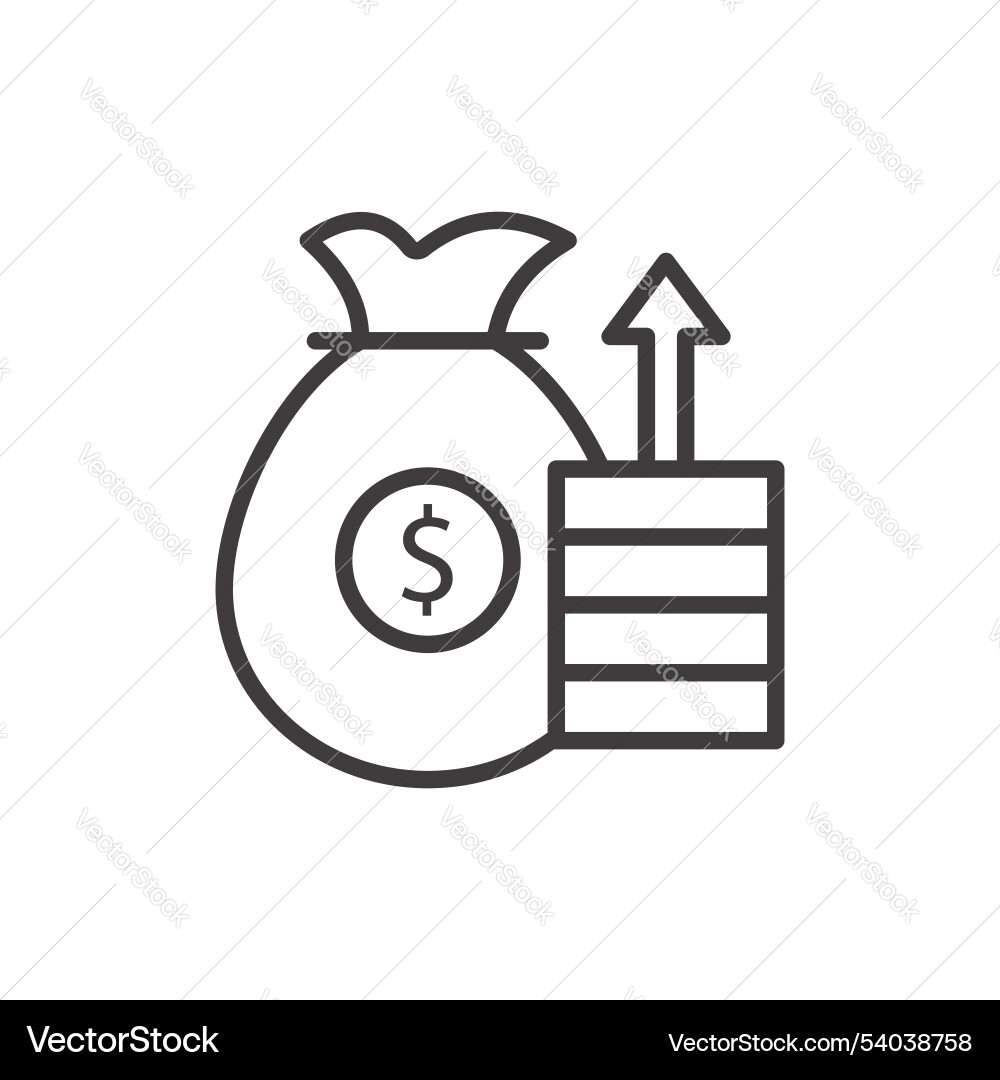 Financial gain stroke icon in black Royalty Free Vector