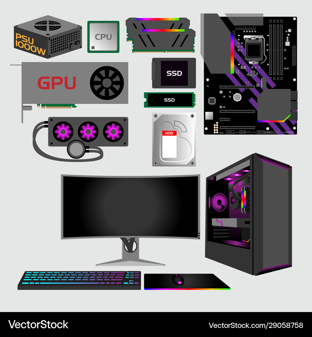 Gaming pc Royalty Free Vector Image - VectorStock