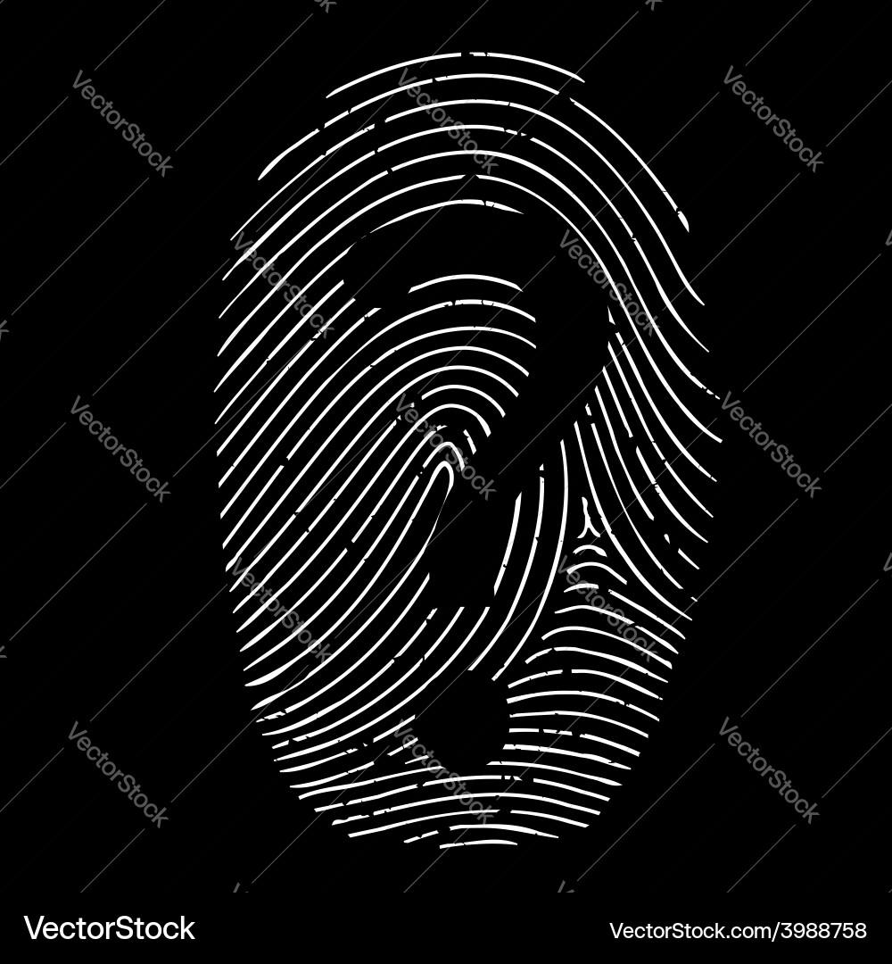 Question mark on a fingerprint Royalty Free Vector Image