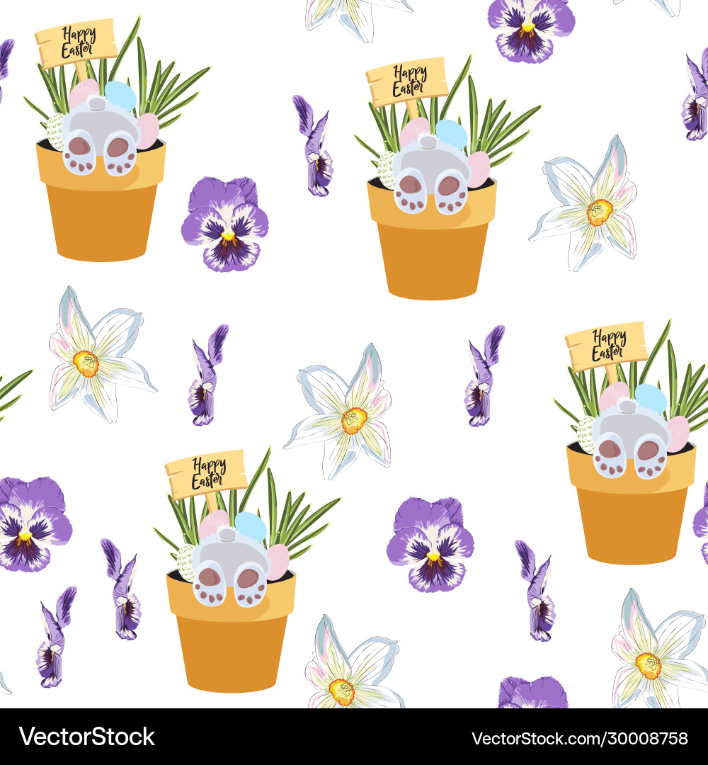 Spring seamless happy easter patterns Royalty Free Vector