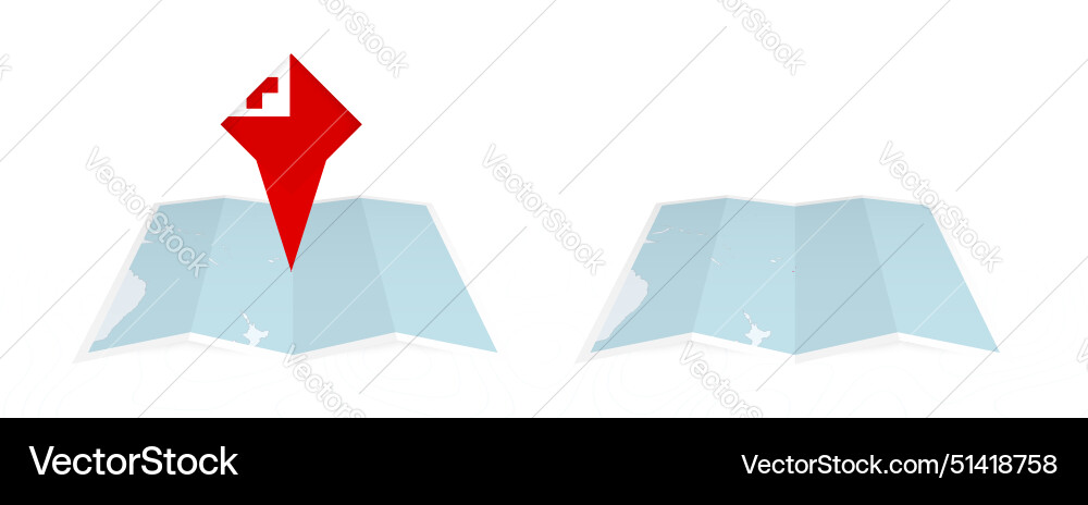Two versions of an tonga folded map one with a Vector Image