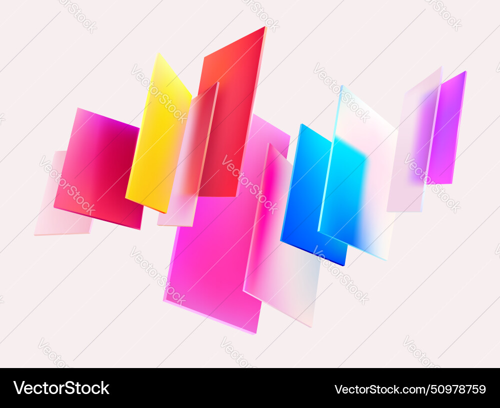3d colorful squares and rectangles on white Vector Image