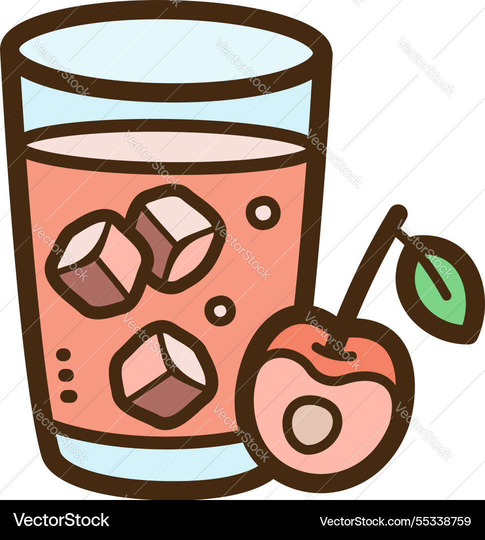 Cherry drink - fresh beverages doodle art Vector Image