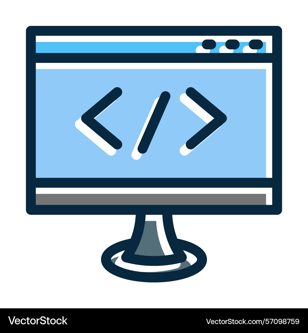 Coding thick line filled dark colors icons Vector Image