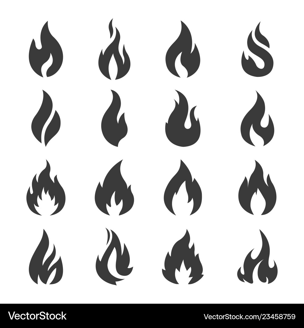 Flame Fire Icon Set Royalty Free Vector Image - VectorStock