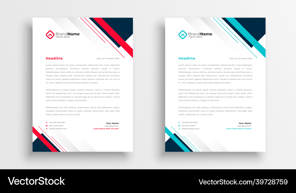 Modern Geometric Letterhead Template Royalty Free Vector