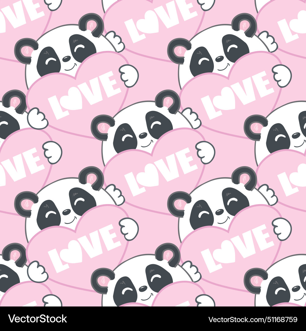 Seamless pattern with hand drawn cute pandas Vector Image