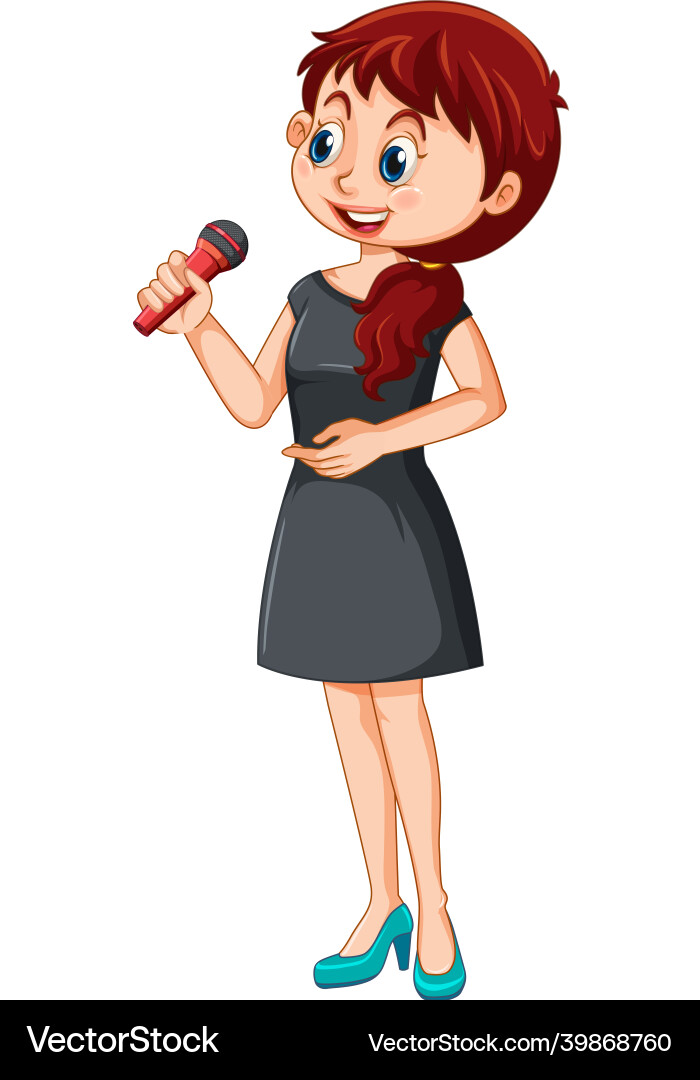 A young woman singing with microphone Royalty Free Vector