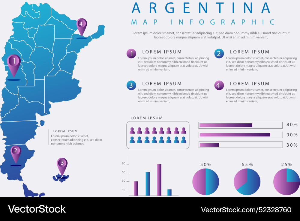 Gradient argentina map infographic Royalty Free Vector Image